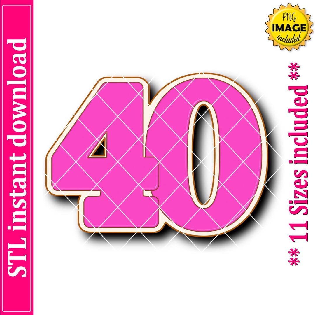 Number Forty Cookie Cutter STL File Instant Download, STL Cookie Cutter ...
