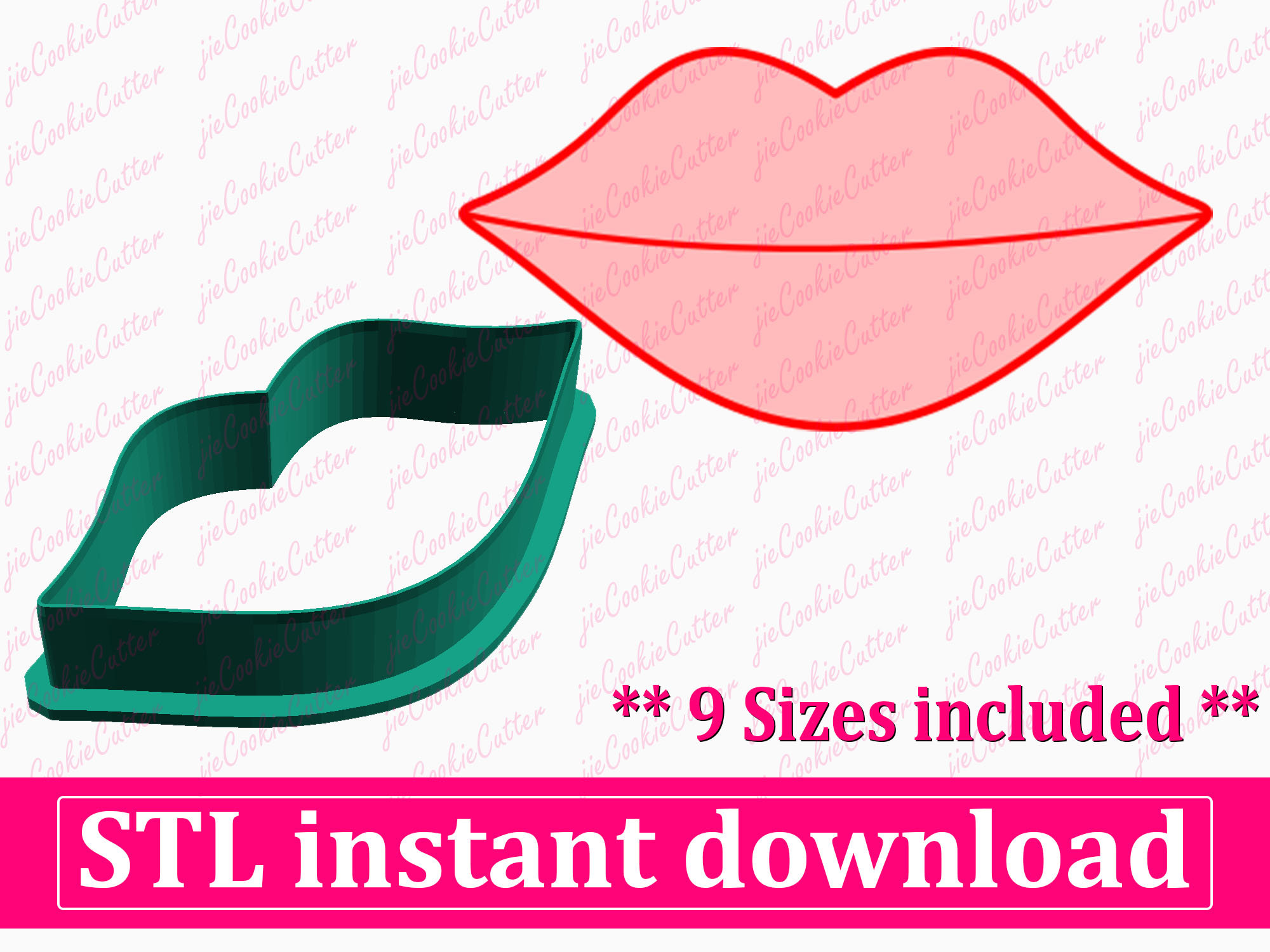 Lips Cookie Cutter STL File Instant Download STL Cookie | Etsy