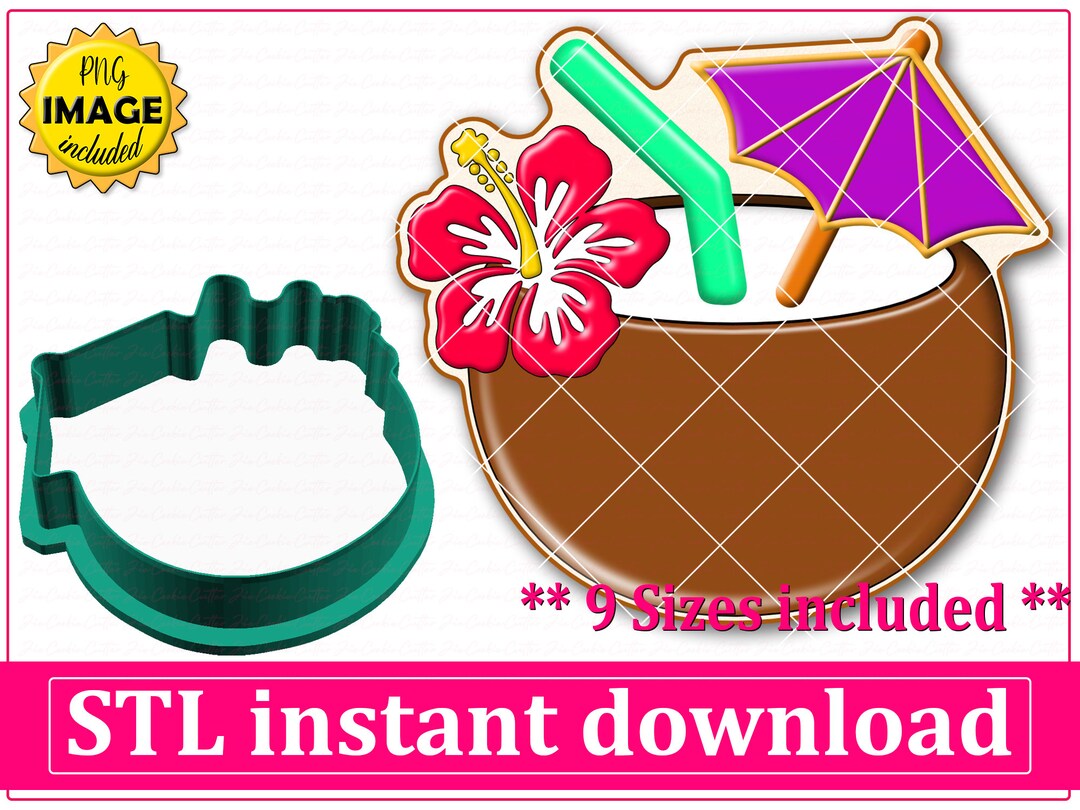 Coconut Drink Cookie Cutter STL File Instant Download, STL Cookie ...