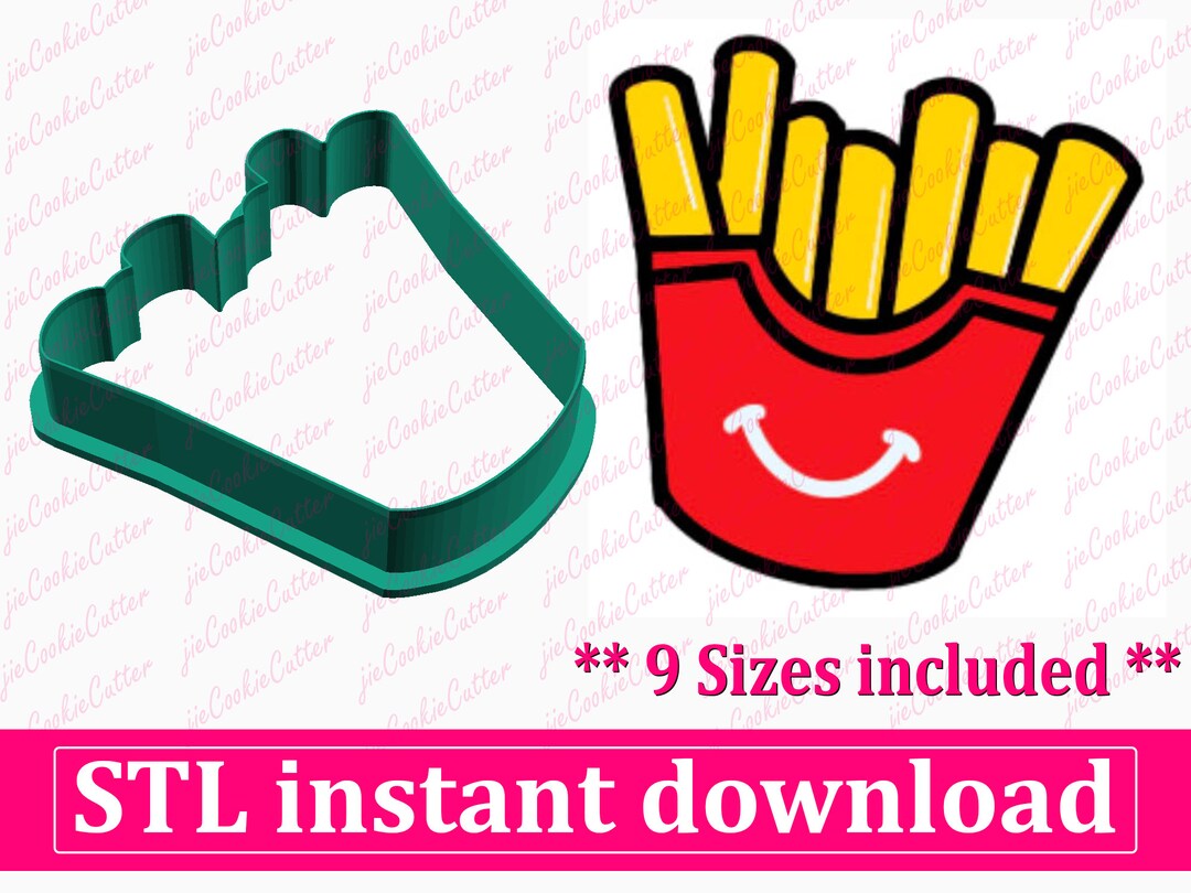 French Fries Cookie Cutter STL File Instant Download, STL Cookie Cutter ...