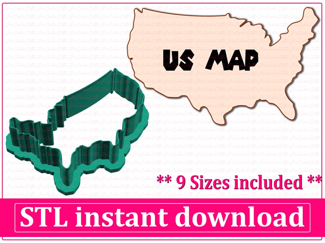 United States Map Cookie Cutter STL File Instant Download, STL Cookie ...