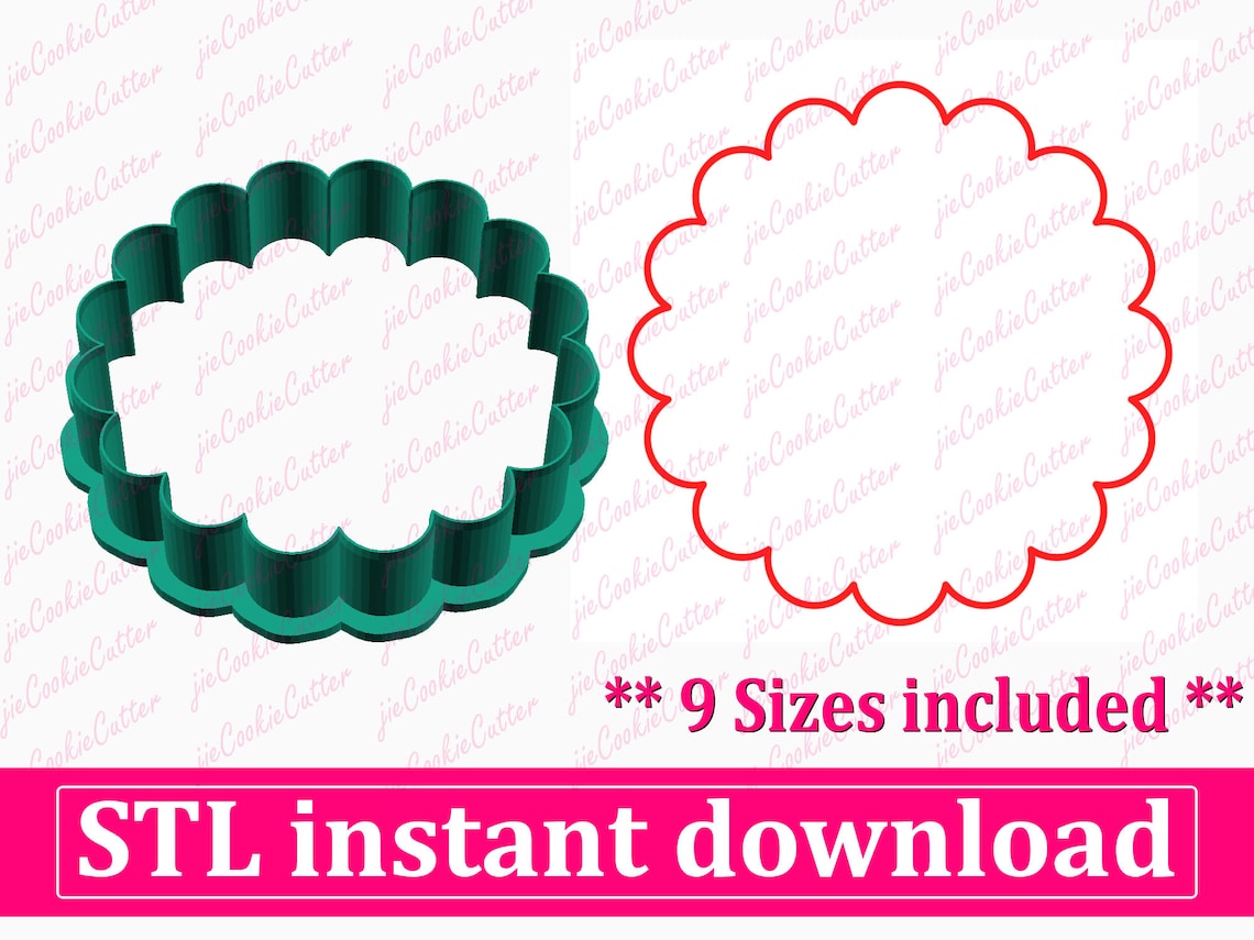Round Scalloped Circle Cookie Cutter STL File Instant - Etsy