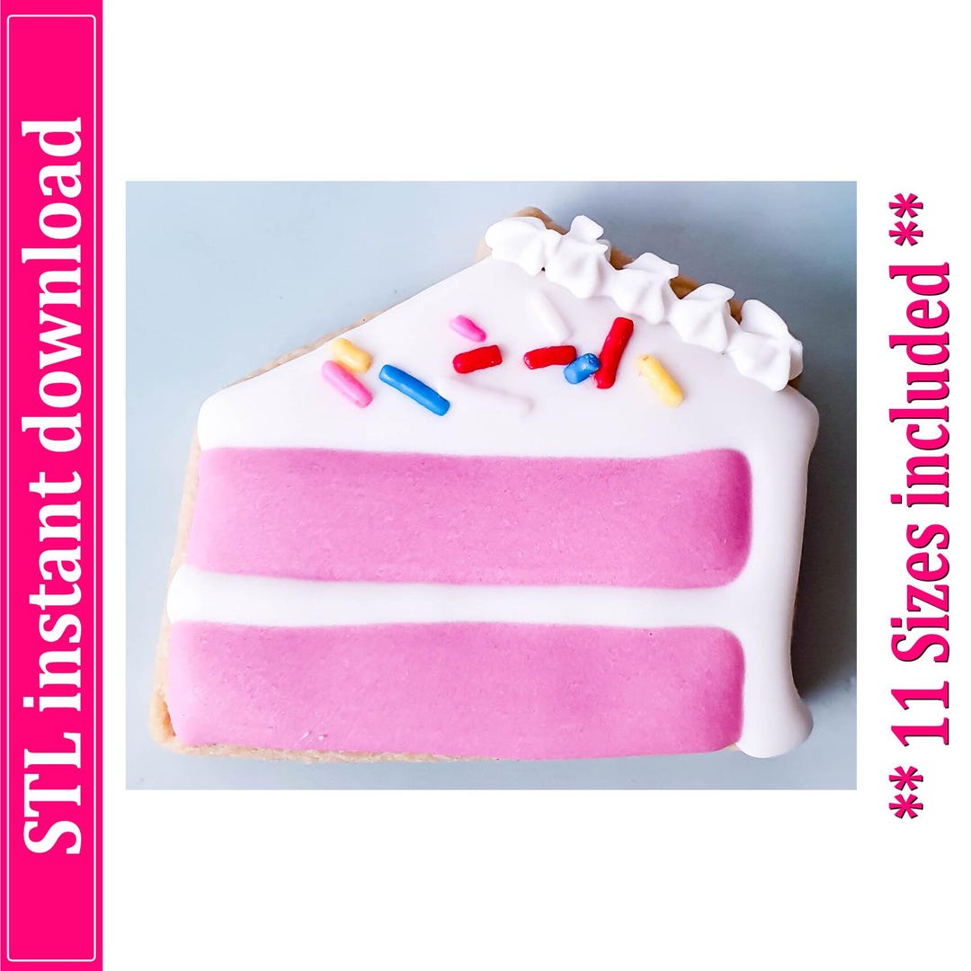 Cake Slice Cookie Cutter STL File Instant Download, STL Cookie Cutter ...