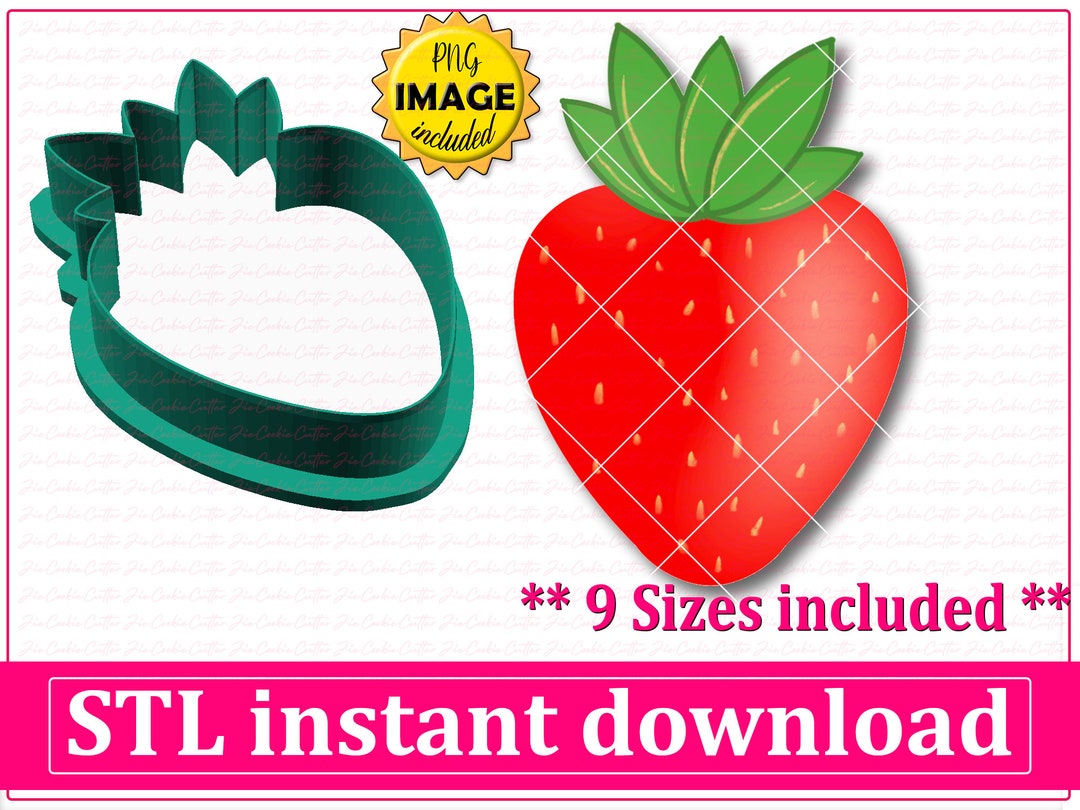 Strawberry Cookie Cutter STL File Instant Download, STL Cookie Cutter ...