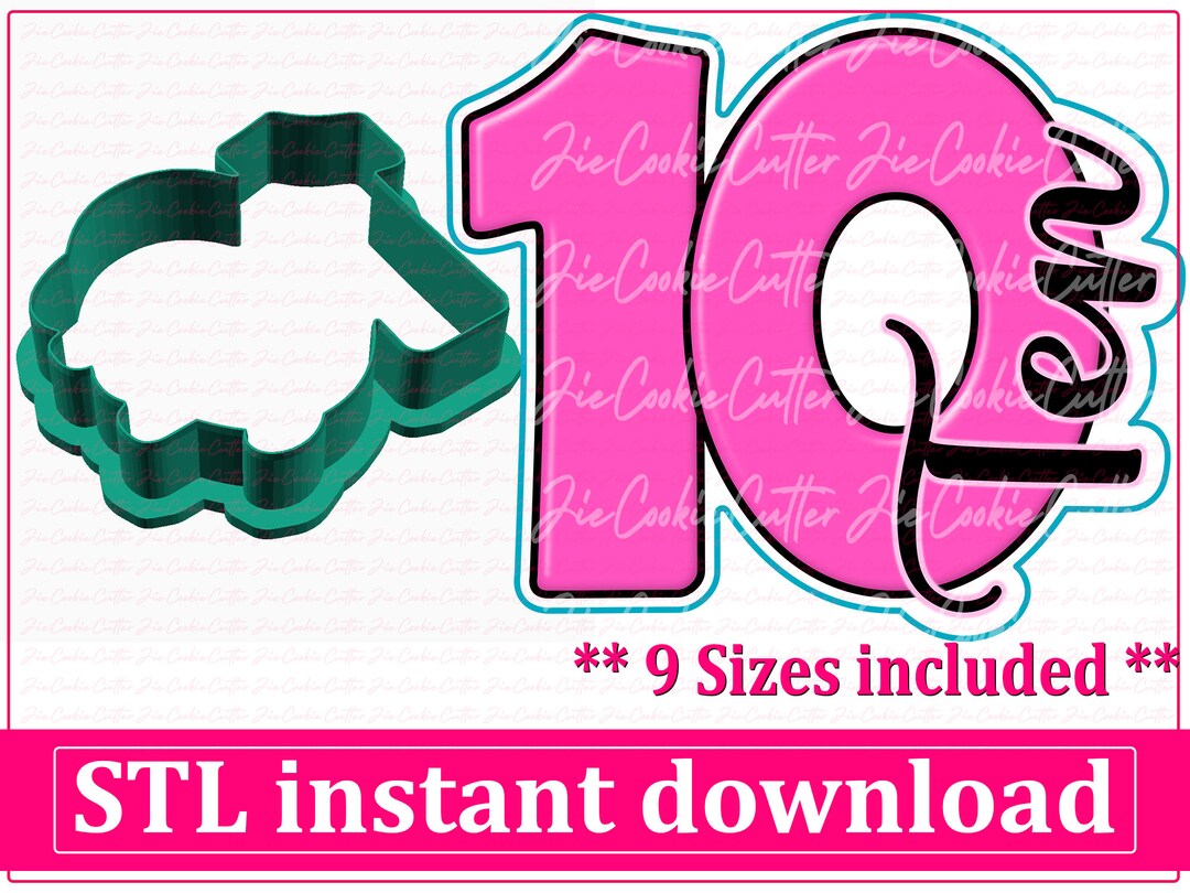 Number Ten With Text Cookie Cutter STL File Instant Download - Etsy