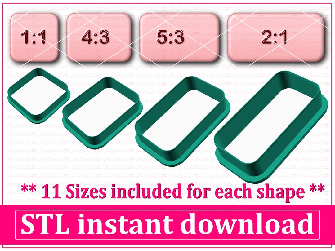 Round Corner Rectangle Cookie Cutter STL File Instant Download, Rounded ...