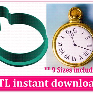 Pocket Watch Cookie Cutter STL File Instant Download, STL Cookie Cutter ...