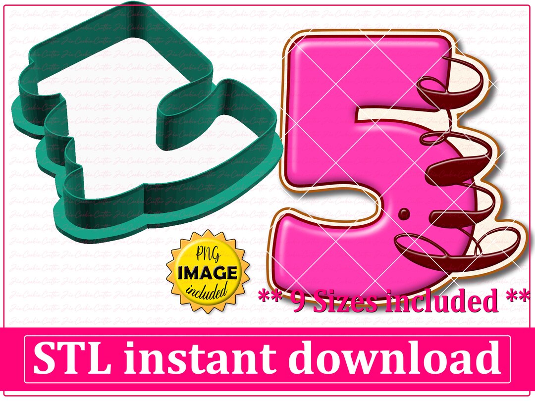 Number Five Cookie Cutter STL File Instant Download, STL Cookie Cutter ...