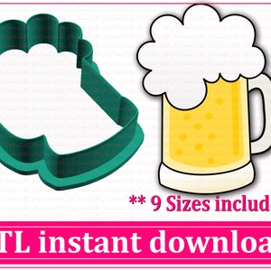 Beer Glass Cookie Cutter STL File Instant Download, STL Cookie Cutter ...