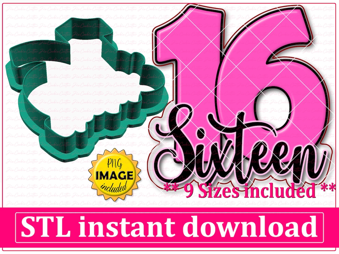 Number Sixteen Cookie Cutter STL File Instant Download, STL Cookie ...
