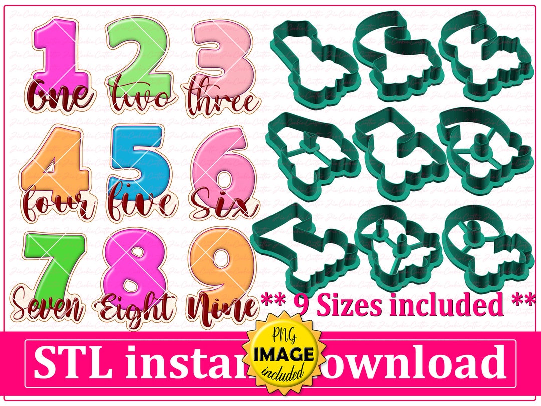 Numbers Set Cookie Cutter STL File Instant Download, STL Cookie Cutter ...