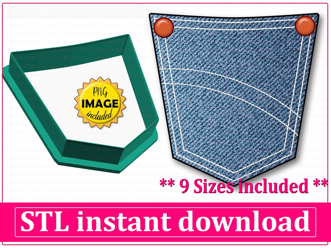 Denim Back Pocket Cookie Cutter STL File Instant Download, STL Cookie ...