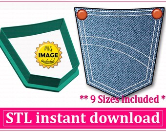 Denim Pocket STL File Instant Download, STL Cookie Cutter File - Etsy