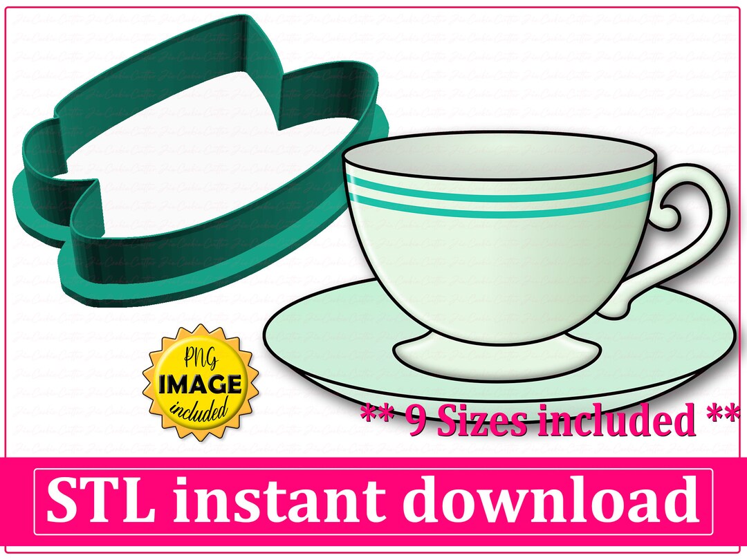 Tea Cup With Saucer Cookie Cutter STL File Instant Download, STL Cookie ...