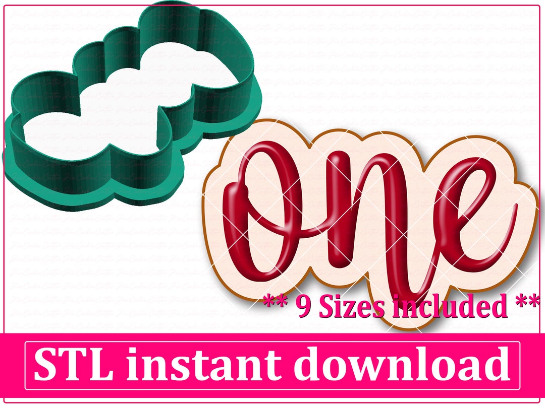 Hand Lettered Number One Cookie Cutter STL File Instant Download, STL ...