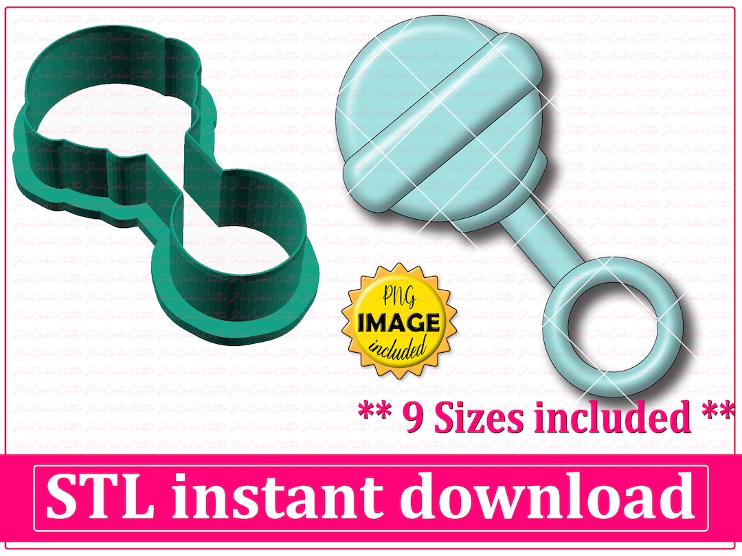 Baby Rattle Cookie Cutter STL File Instant Download, STL Cookie Cutter ...