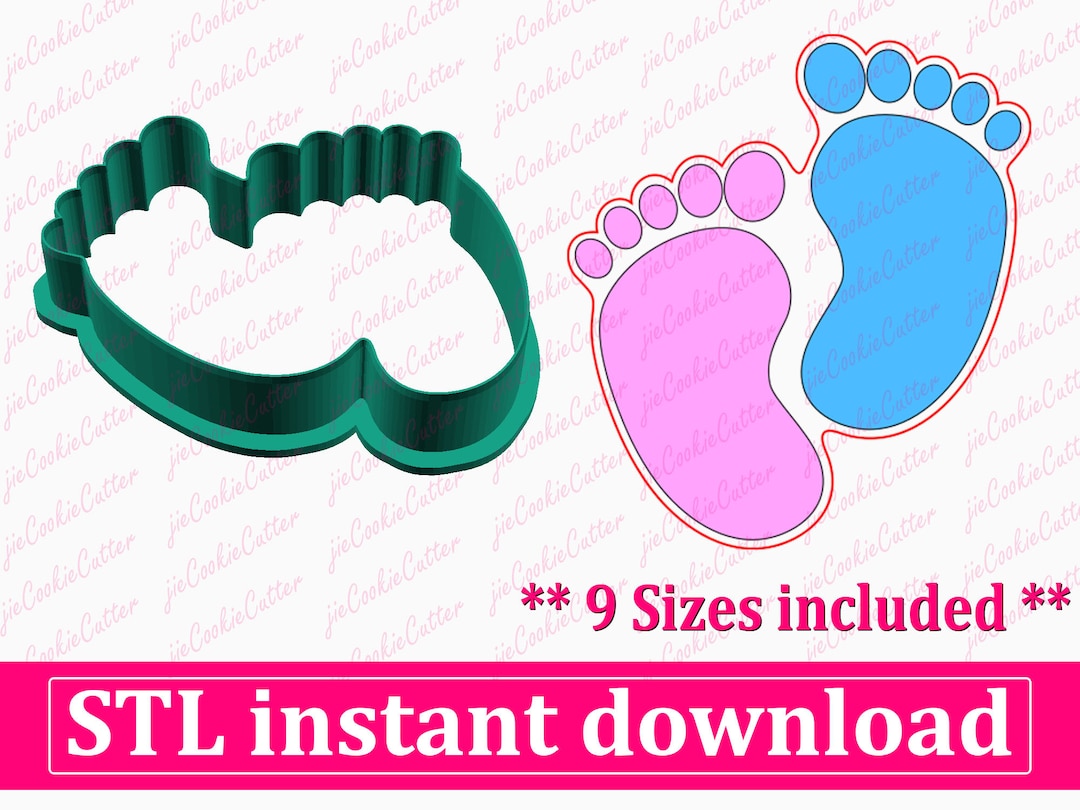 Baby Foot Cookie Cutter STL File Instant Download, STL Cookie Cutter ...