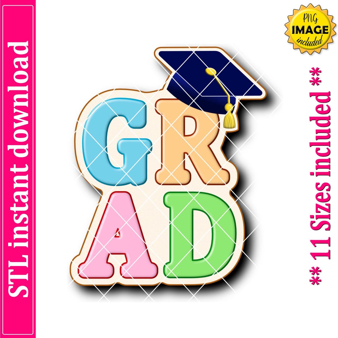 Grad Block Letter Cookie Cutter STL File Instant Download, STL Cookie ...