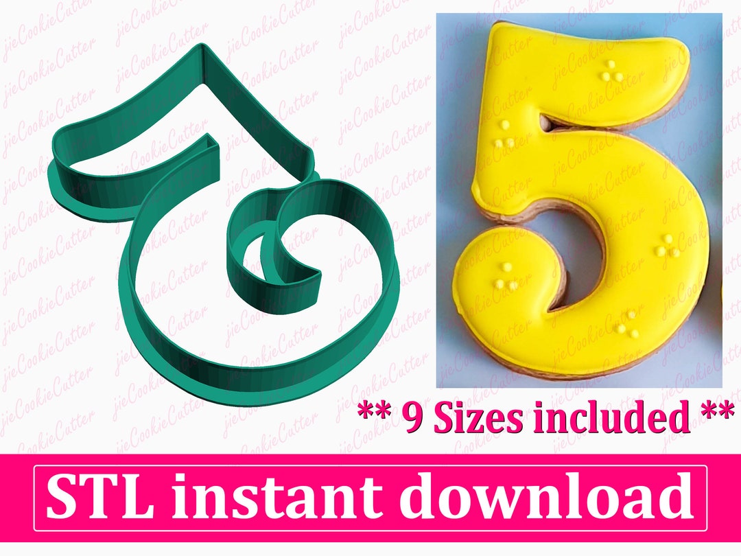 Number Five Cookie Cutter STL File Instant Download, STL Cookie Cutter ...
