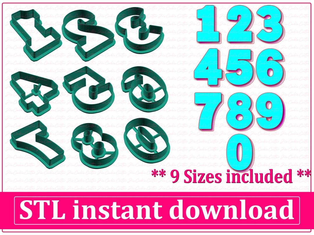 Numbers Set Cookie Cutter STL File Instant Download, STL Cookie Cutter ...