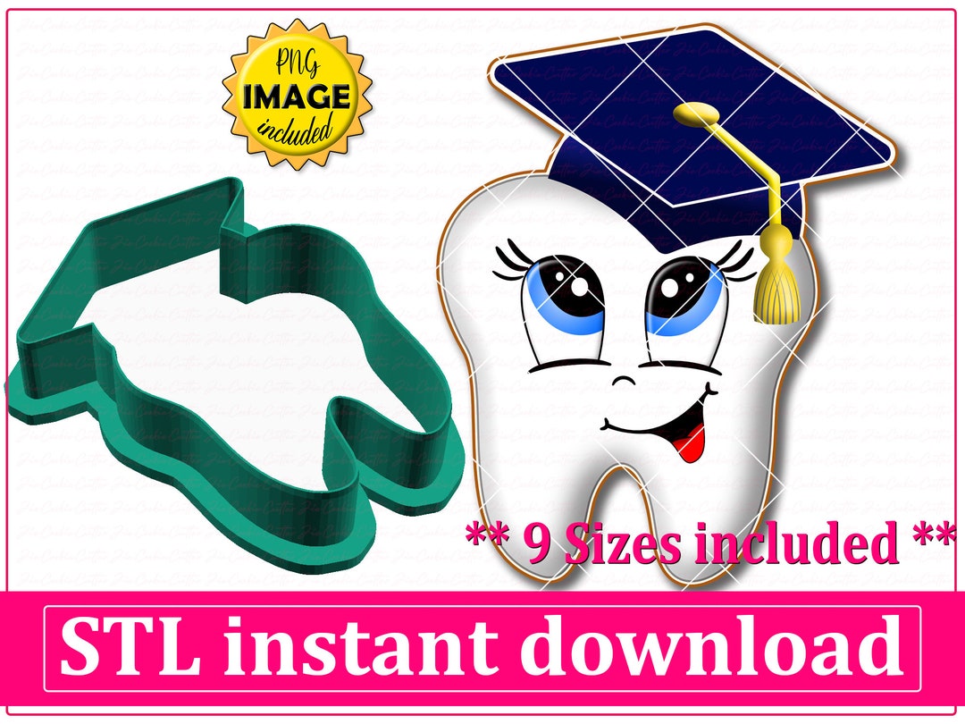 Graduation Tooth Cookie Cutter STL File Instant Download, STL Cookie ...