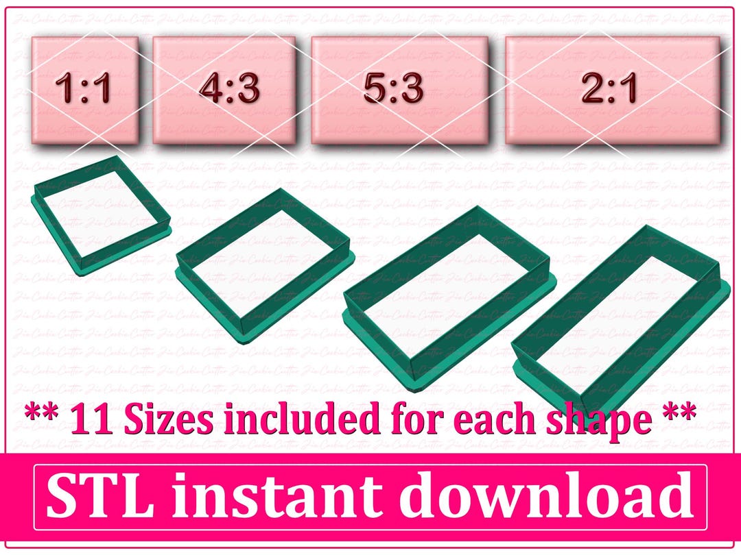 Rectangle Cookie Cutter STL File Instant Download, Square STL Cookie ...