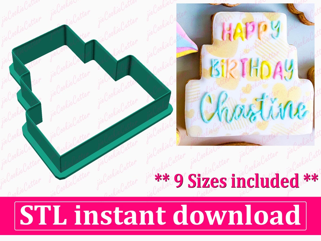 Birthday Cake Cookie Cutter STL File Instant Download, STL Cookie ...