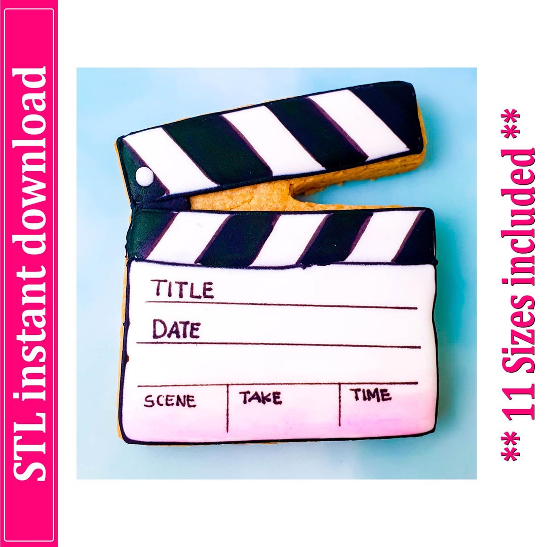 Film Movie Clapperboard Cookie Cutter STL File, 11 Sizes (digital ...