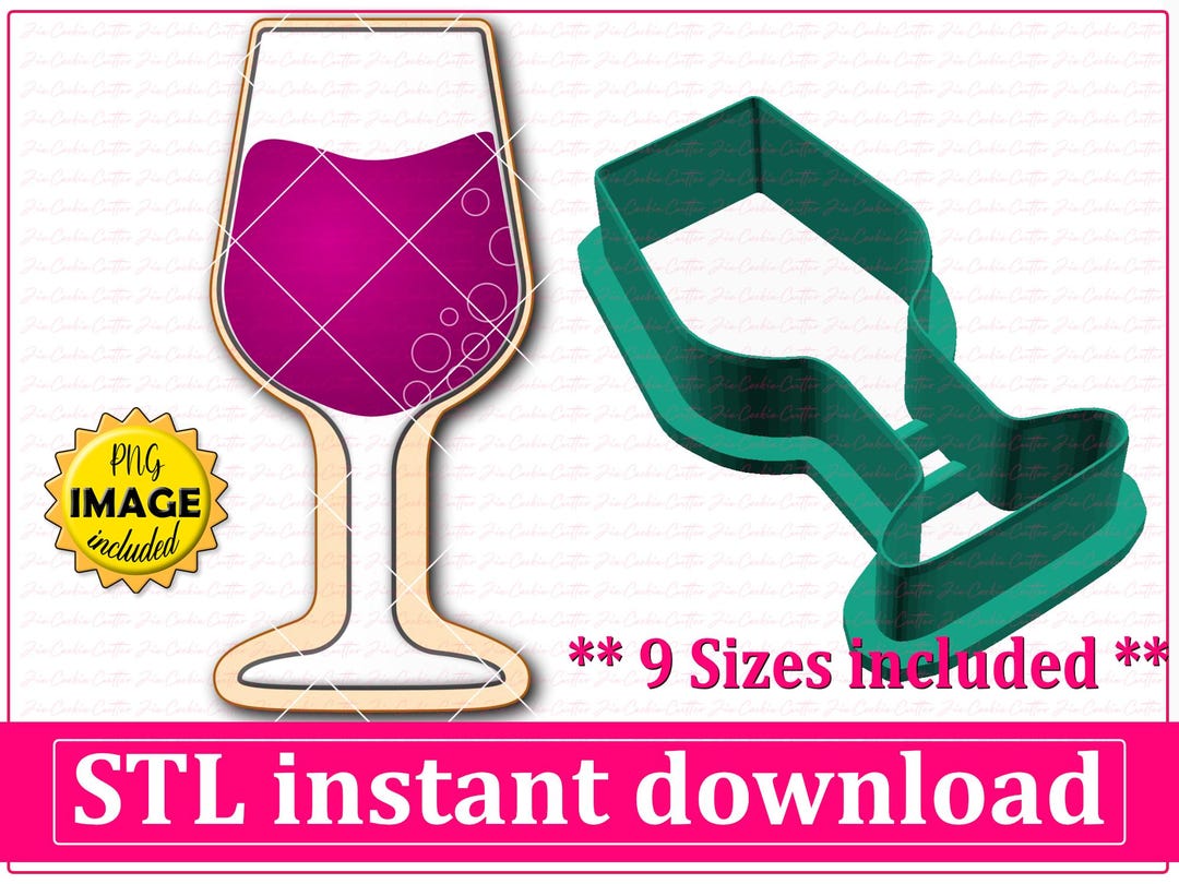 Wine Glass Cookie Cutter STL File Instant Download, STL Cookie Cutter ...