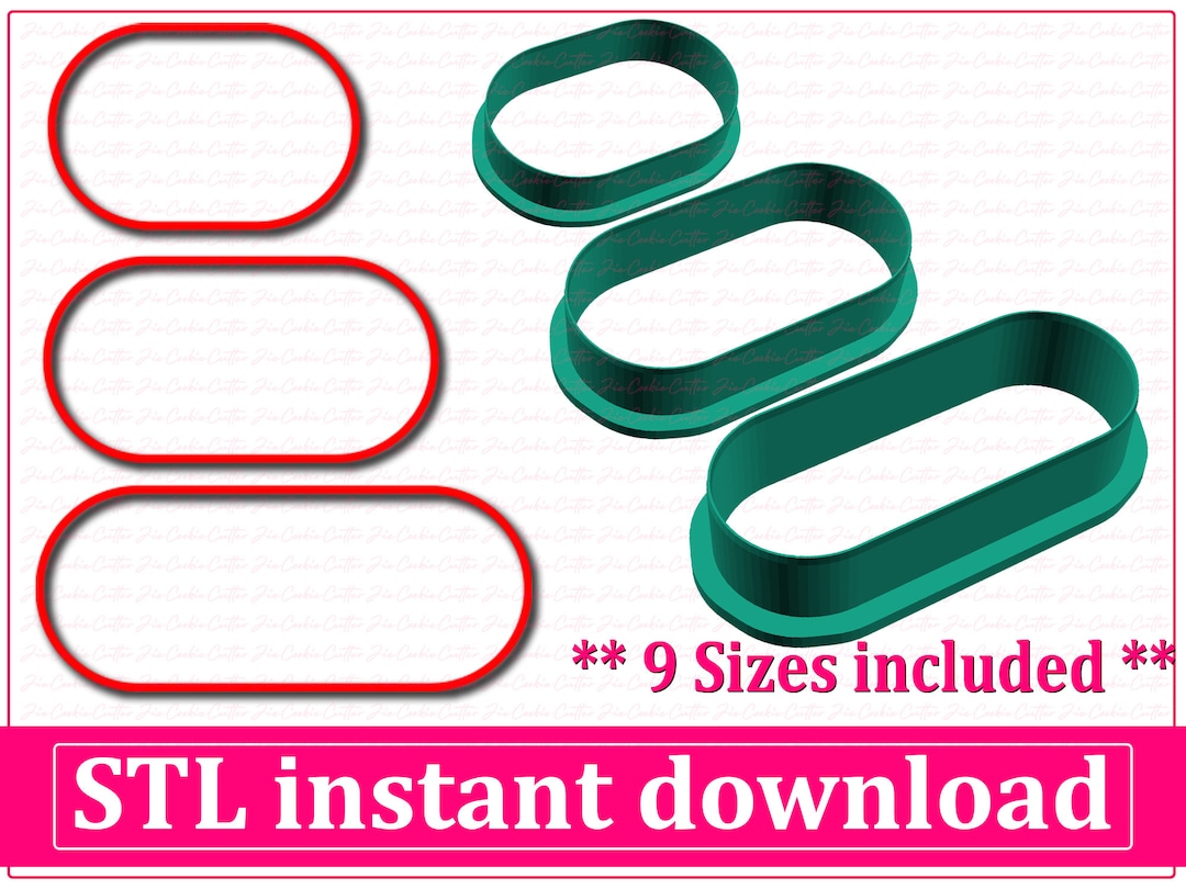 Oval Cookie Cutter STL File Instant Download, Rounded Corner Square STL ...