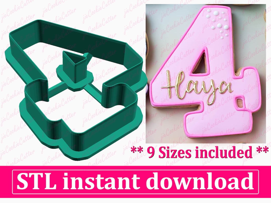 Number Four Cookie Cutter STL File Instant Download, STL Cookie Cutter ...