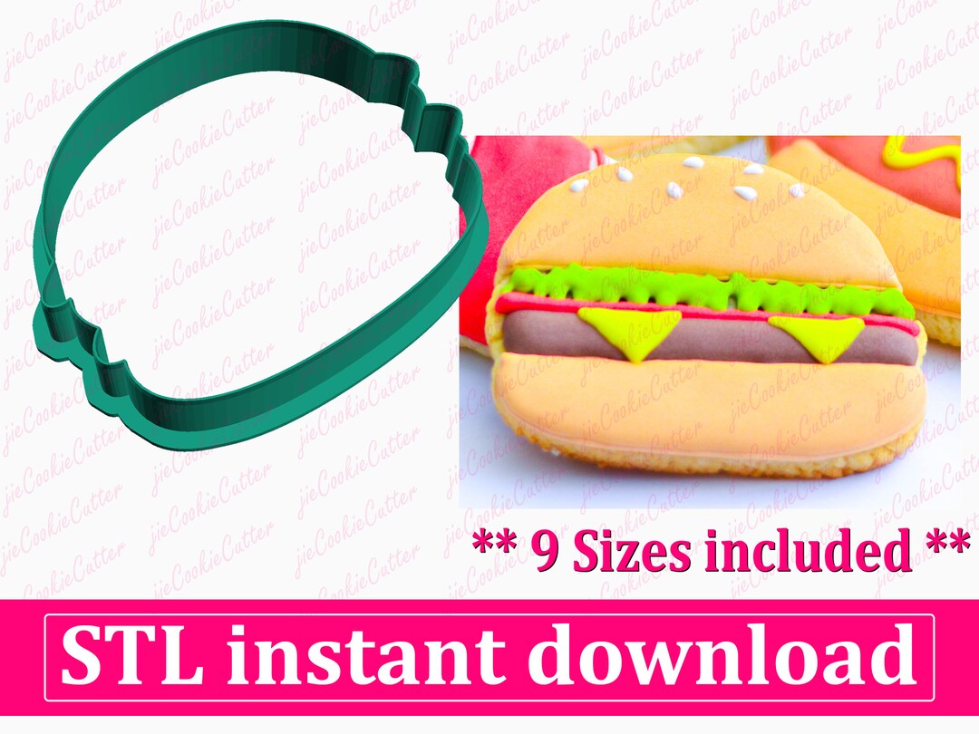 Burger Cookie Cutter STL File Instant Download, STL Cookie Cutter File ...