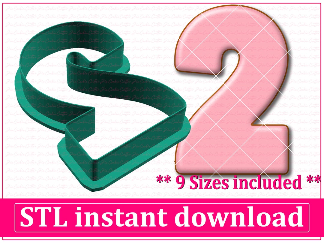 Number Two Cookie Cutter STL File Instant Download, STL Cookie Cutter ...