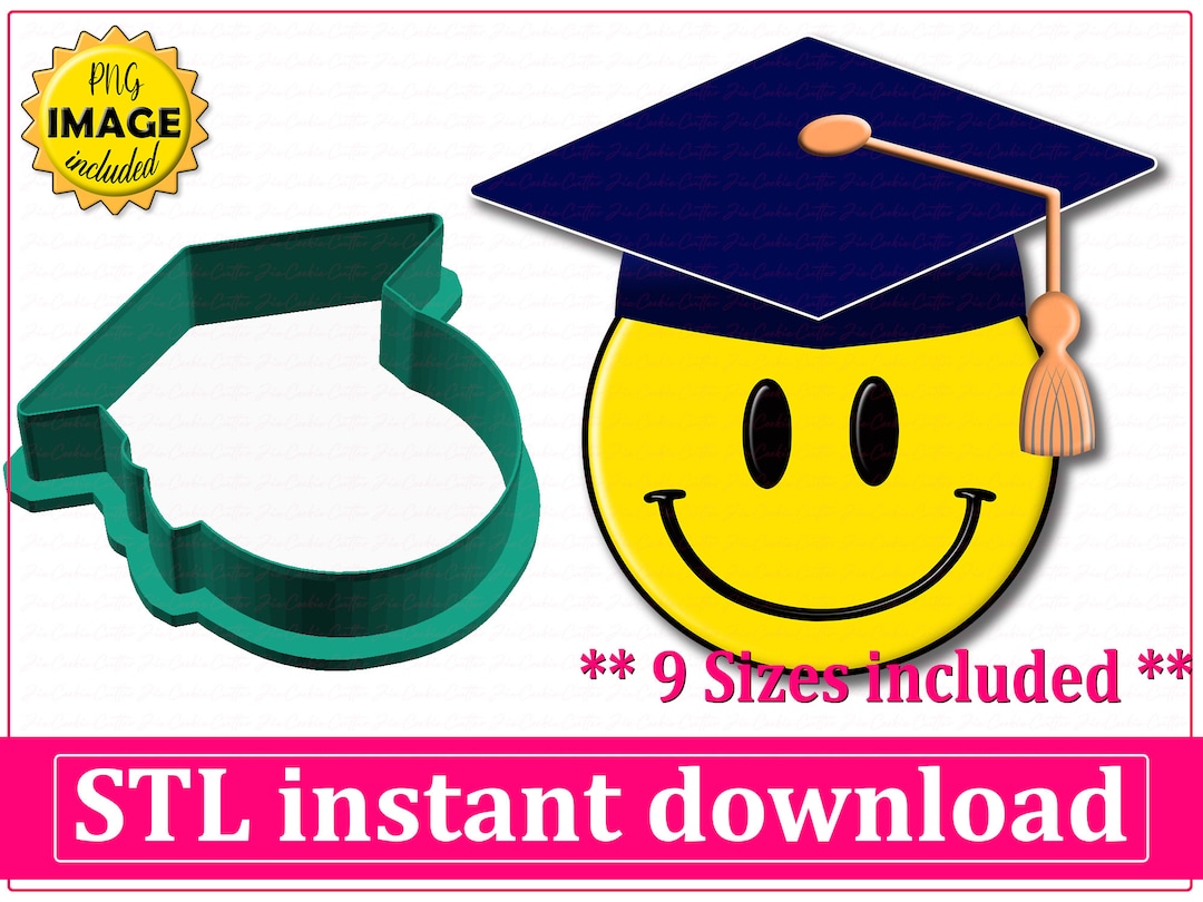 Graduation Happy Face Cookie Cutter STL File Instant Download, STL ...