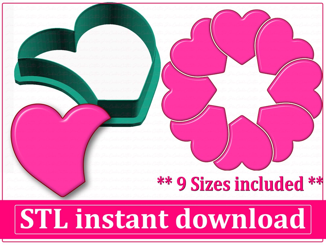 Heart Shape Cookie Cutter STL File Instant Download, STL Cookie Cutter ...