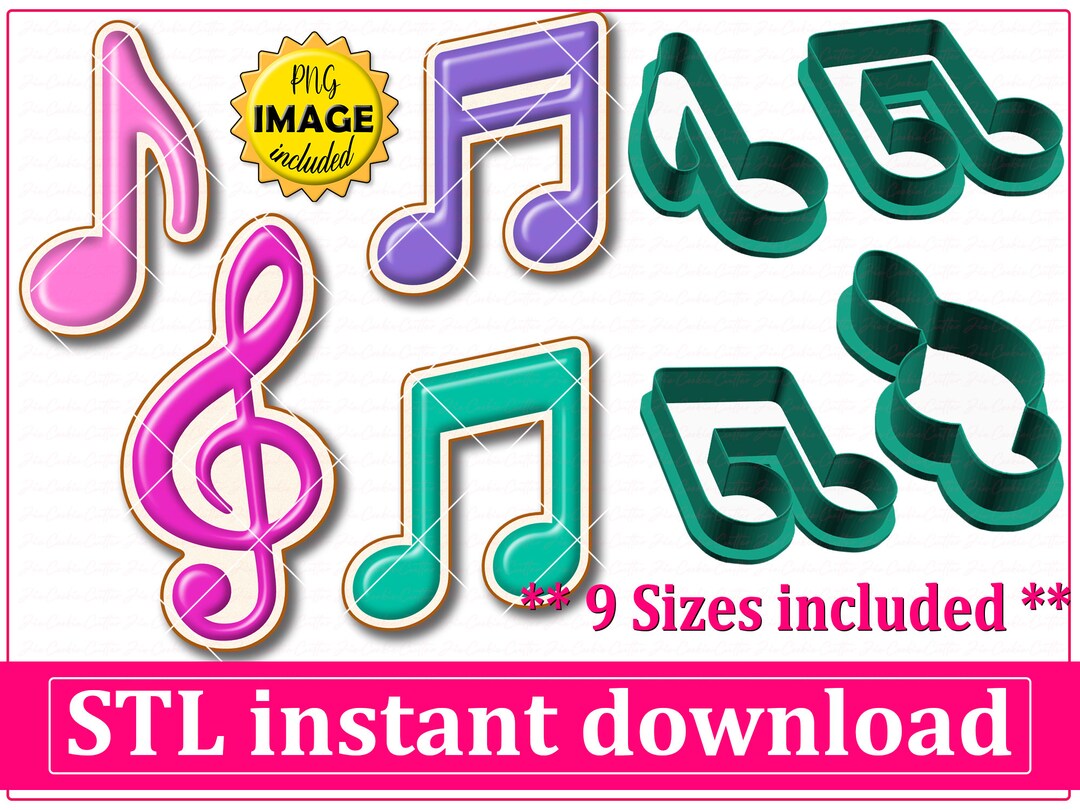 Musical Notes Cookie Cutter STL File Instant Download, STL Cookie ...