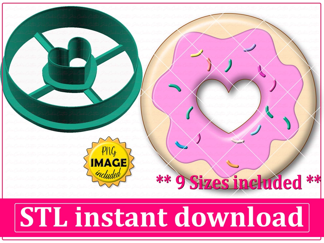 Heart Donut Cookie Cutter STL File Instant Download, STL Cookie Cutter ...