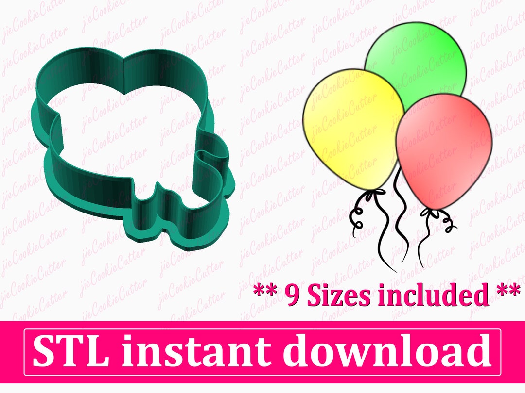 Birthday Balloon Cookie Cutter STL File Instant Download, STL Cookie ...