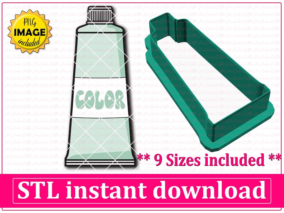 Paint Tube or Toothpaste Cookie Cutter STL Instant Download, STL Cookie ...