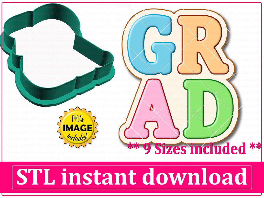 Grad Block Letter Cookie Cutter STL File Instant Download, STL Cookie ...