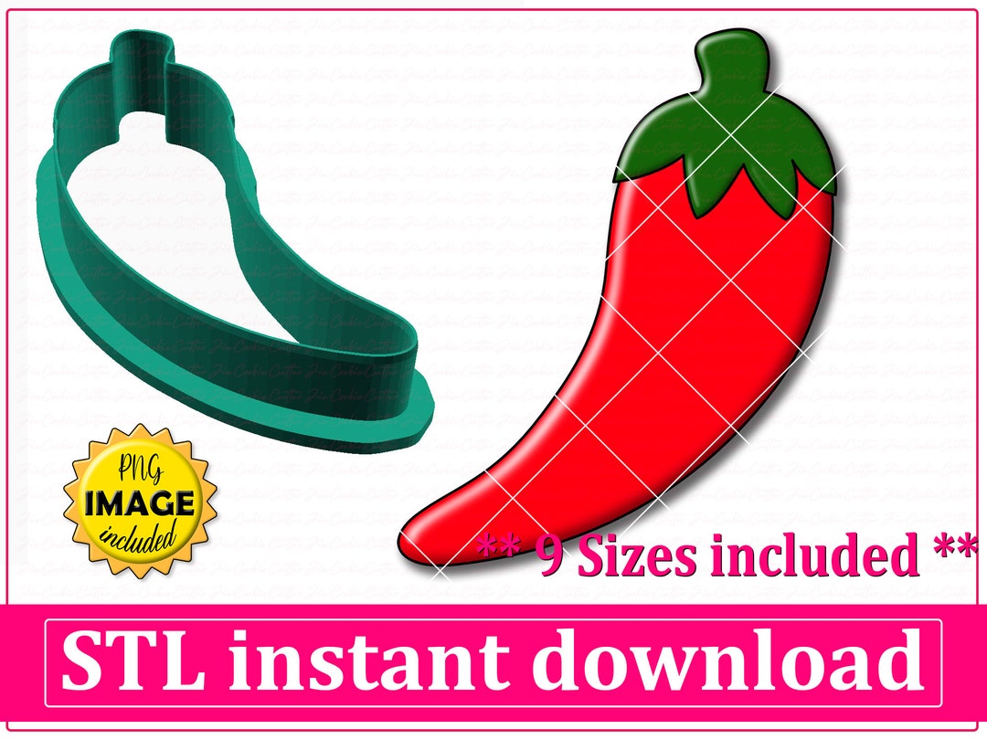 Chili Pepper Cookie Cutter STL File Instant Download, STL Cookie Cutter ...