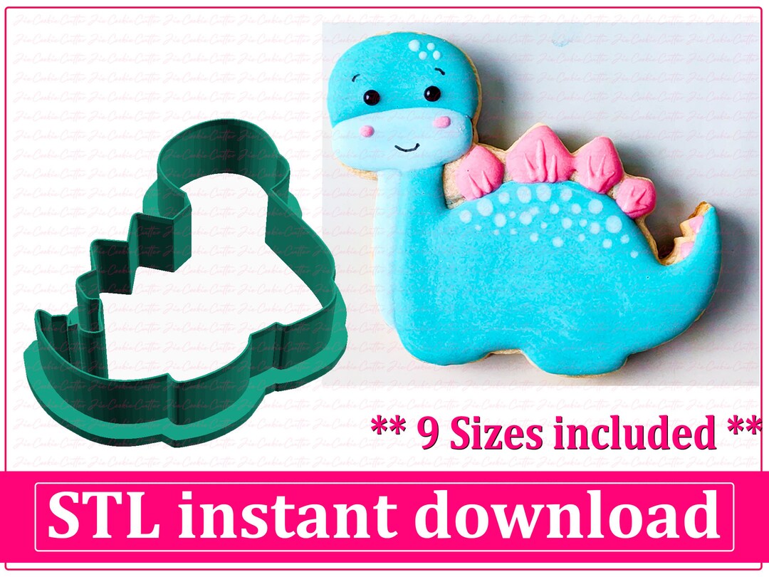 Cute Dinosaur Cookie Cutter STL File Instant Download, STL Cookie ...
