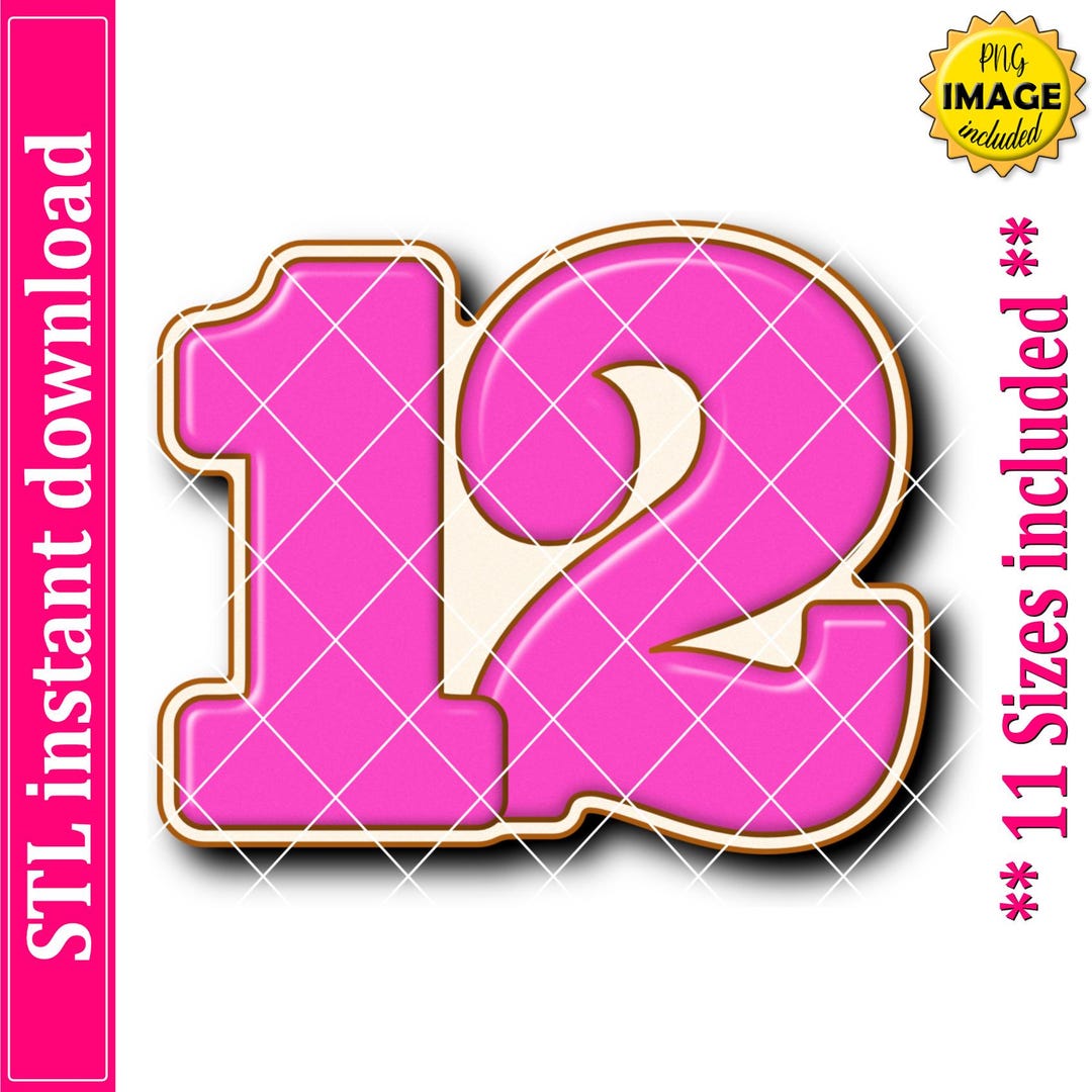 Number Twelve Cookie Cutter STL File, 11 Sizes (digital Download) - Etsy