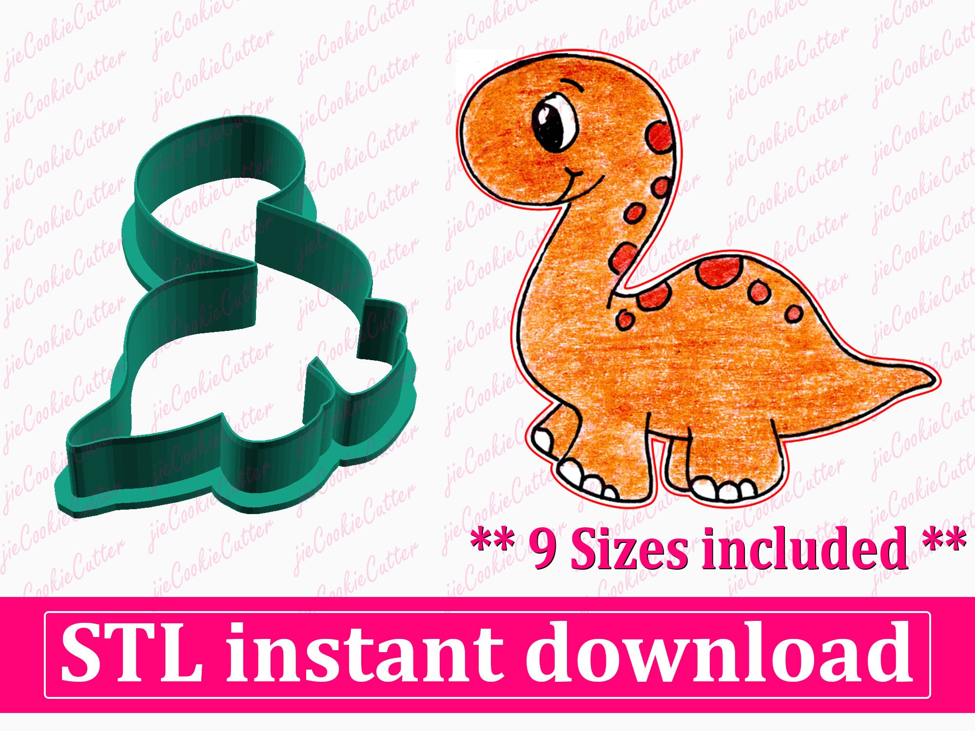 Cute Dinosaur Cookie Cutter STL File Instant Download STL - Etsy
