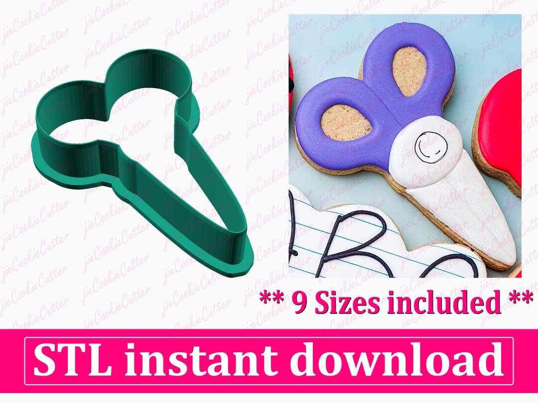 Scissor Cookie Cutter STL File Instant Download, STL Cookie Cutter File ...