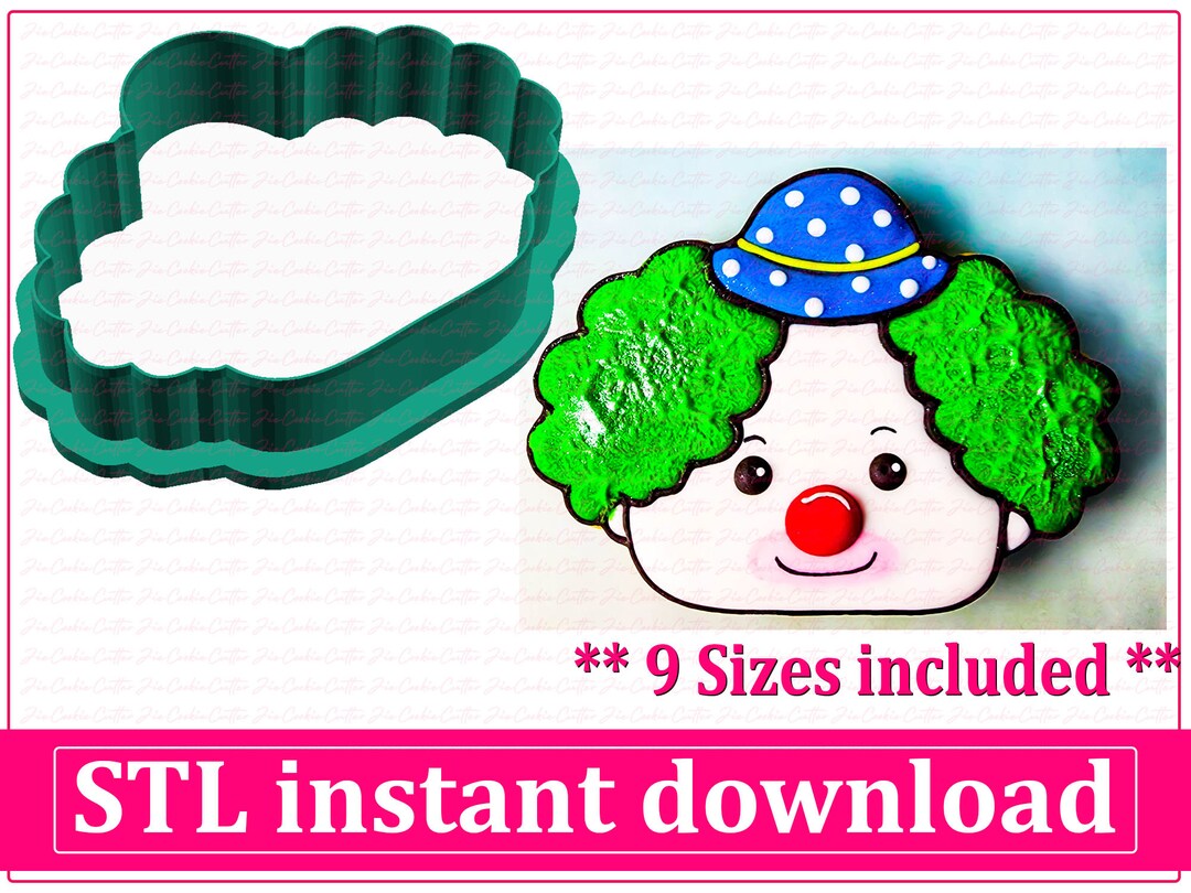 Party Clown Cookie Cutter STL File Instant Download, STL Cookie Cutter ...