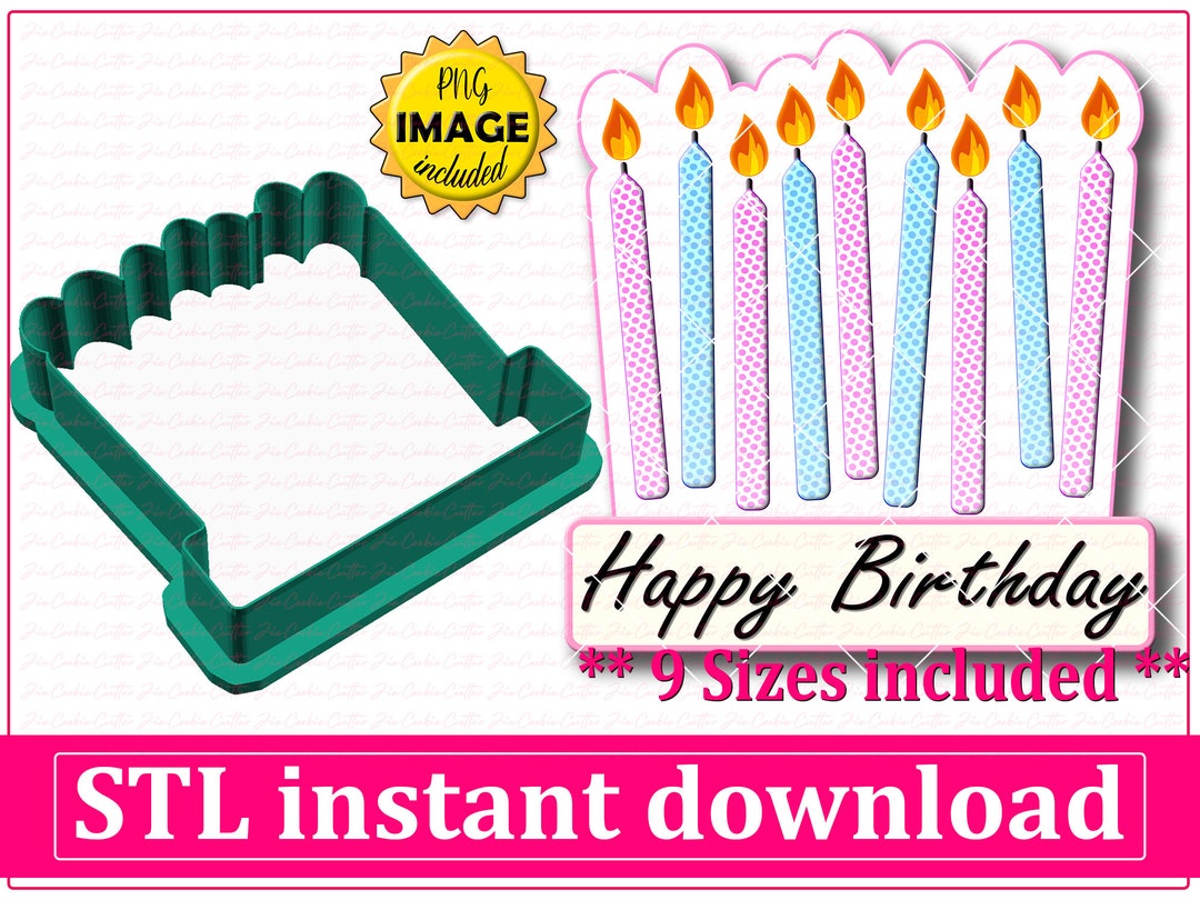 Happy Birthday Candle Cookie Cutter STL File Instant Download, STL ...