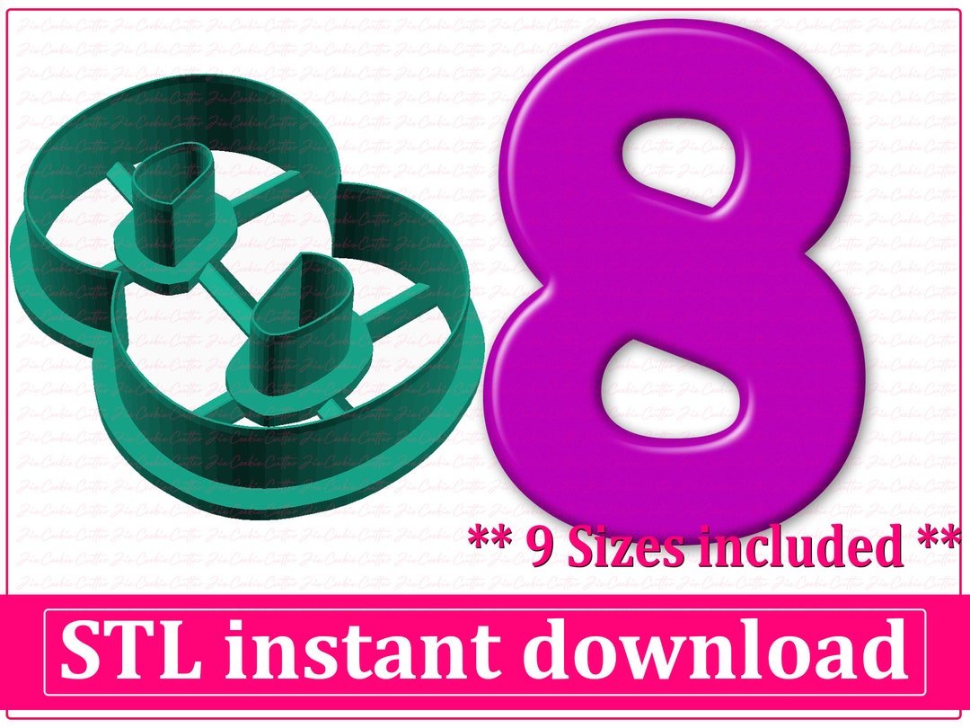 Number Eight Cookie Cutter STL File Instant Download, STL Cookie Cutter ...