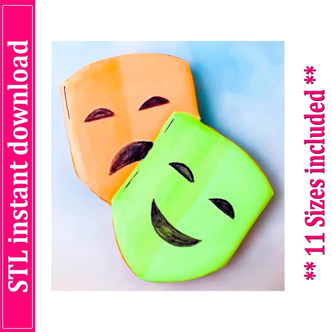 Theater Mask Cookie Cutter STL File Instant Download, STL Cookie Cutter ...