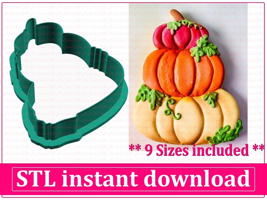 Triple Stack Pumpkins Cookie Cutter STL File Instant Download, STL ...